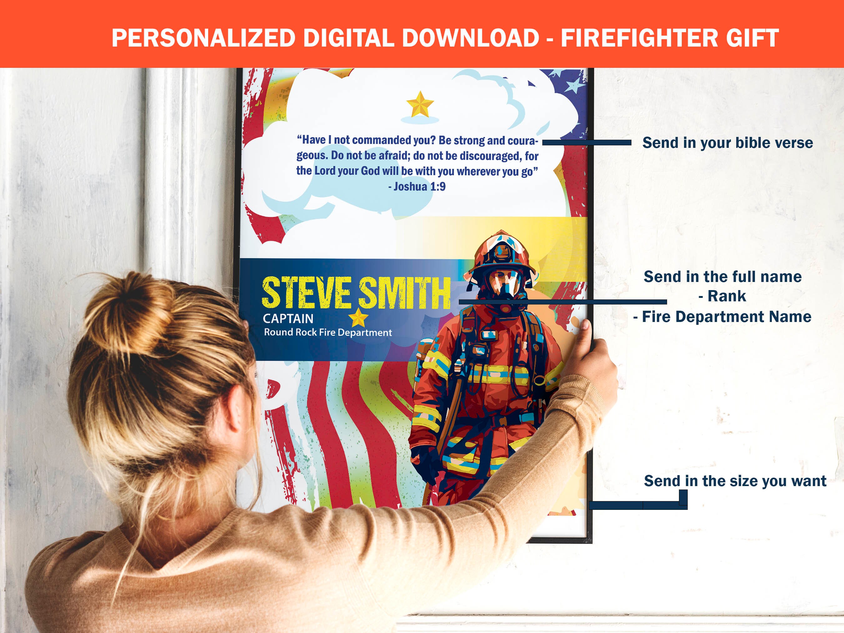 Personalized Firefighter Prayer Wall Art Gift for Graduate Firefighter ...
