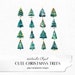 Cute Watercolor Christmas Tree Clipart, 16 Transparent PNG, Instant ...