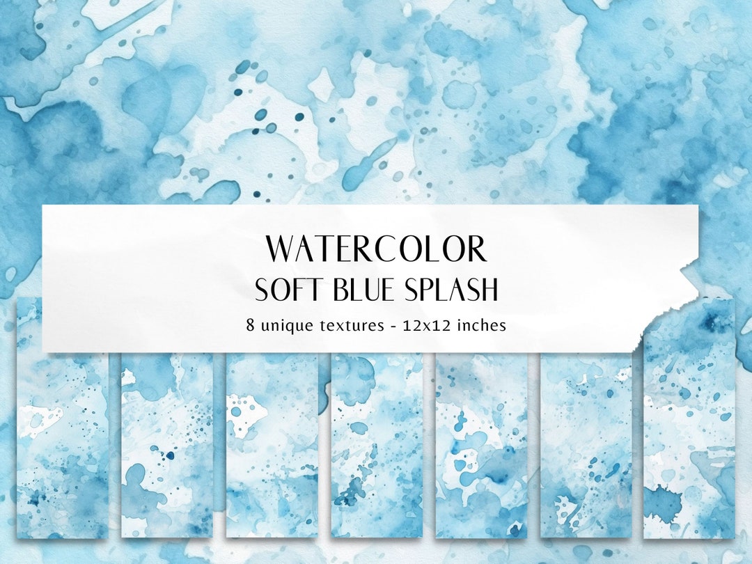 8 Soft Blue Watercolor Background Clipart, Watercolour Digital Paper ...