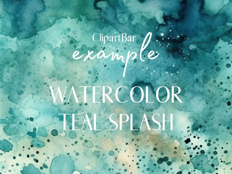 8 Teal Blue Watercolor Splashes Digital Paper, Texture, Stain, Washes ...