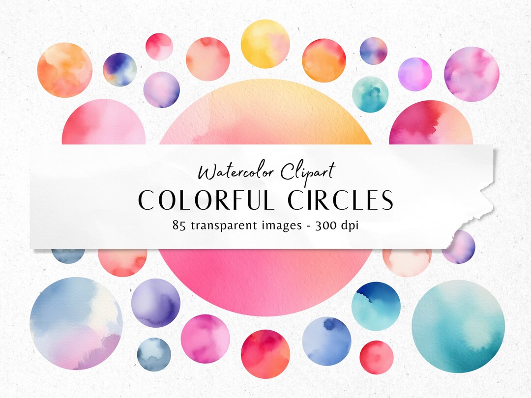 85 Watercolor Circles - Colorful Dots - Spots - PNG Clipart ...