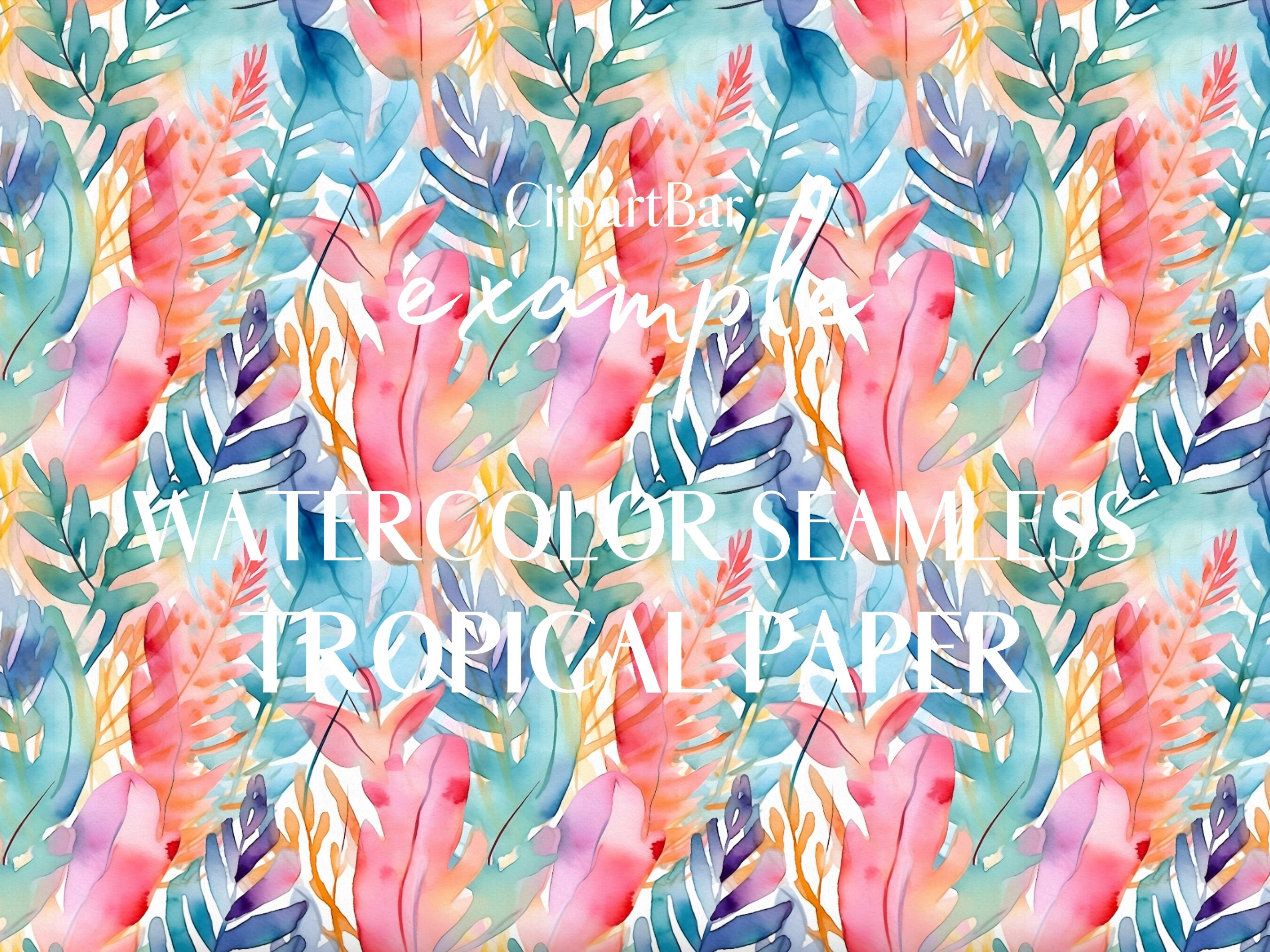 Tropical Leaves and Stems Watercolor Seamless Digital Paper. Exotic ...