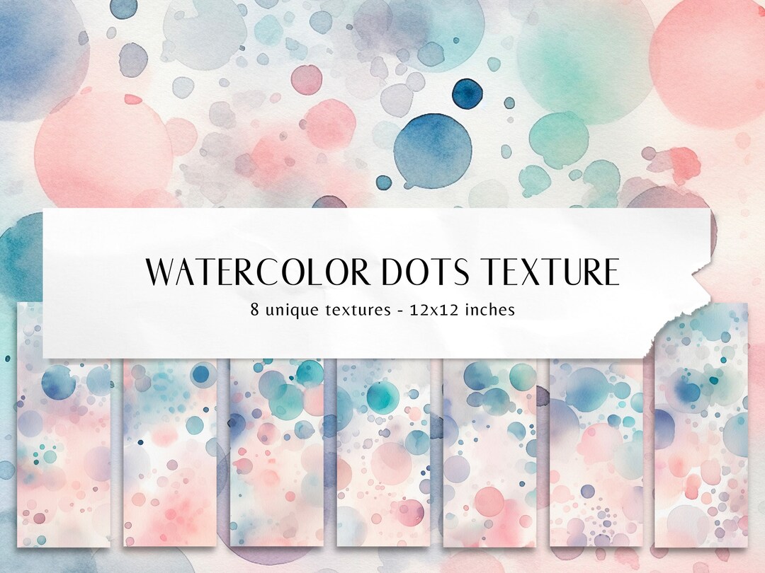 8 Watercolor Dots Textures Digital Paper - High-resolution Watercolour ...