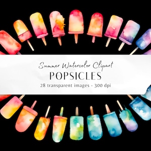 28 Watercolor Popsicle Clipart - Summer Treats, Ice Cream, Ice Lolly ...