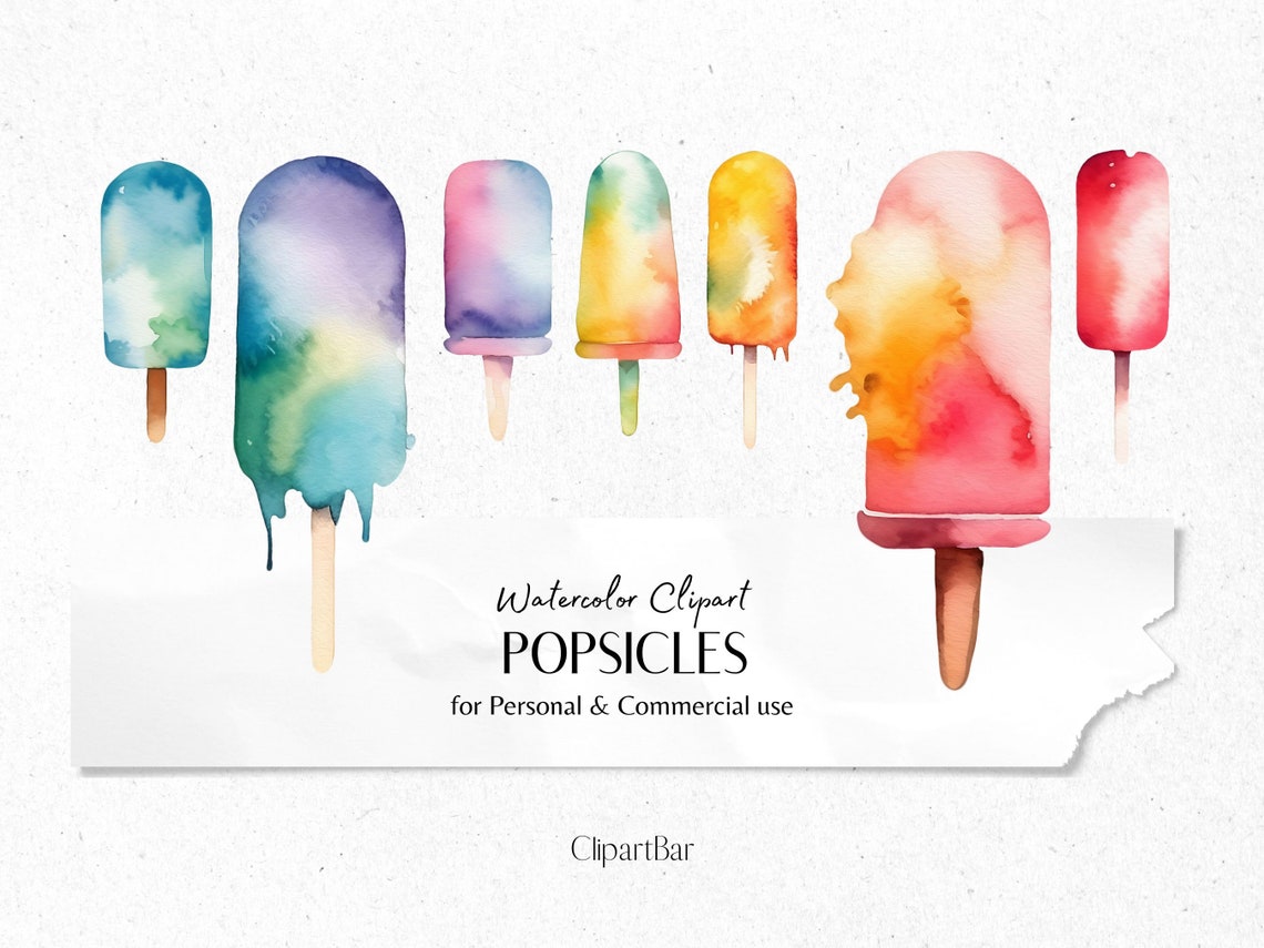 28 Watercolor Popsicle Clipart Summer Treats Ice Cream Ice - Etsy
