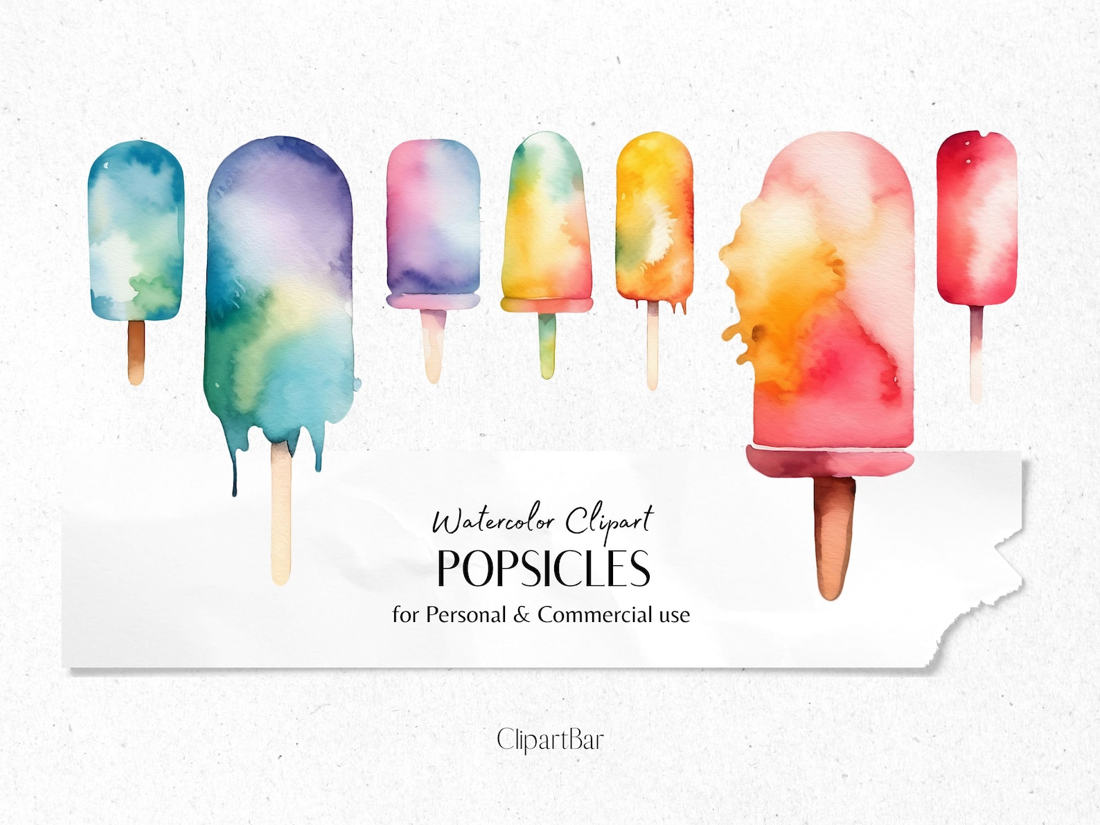 28 Watercolor Popsicle Clipart - Summer Treats, Ice Cream, Ice Lolly ...