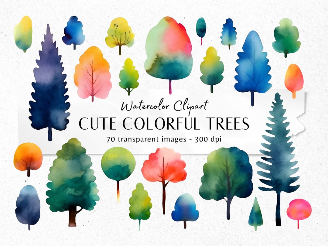 70 Cute Watercolor Trees Clipart - Unique Colorful Tree Graphics ...