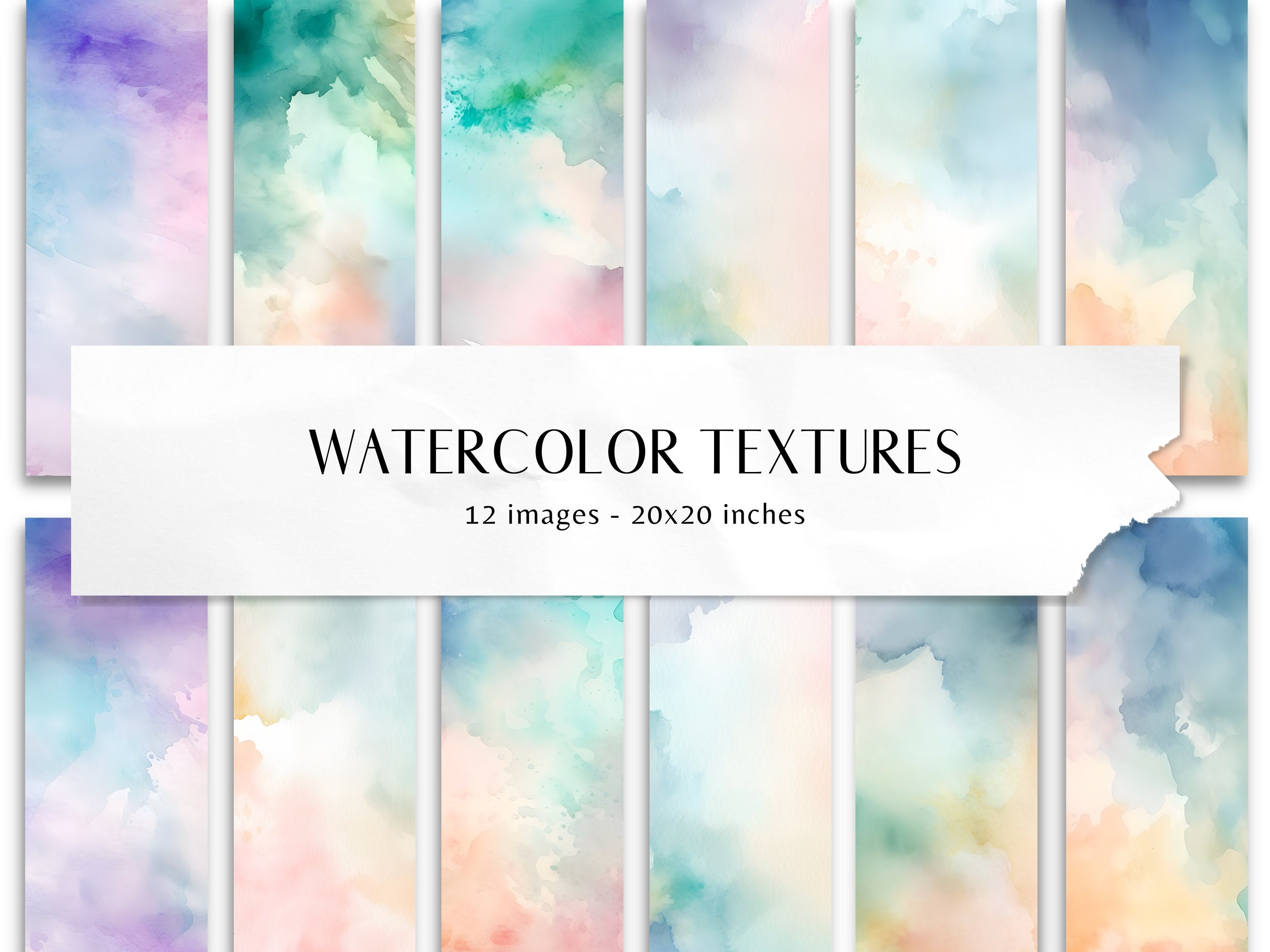 12 Watercolor Pastel Textures Digital Paper High-resolution Watercolour ...