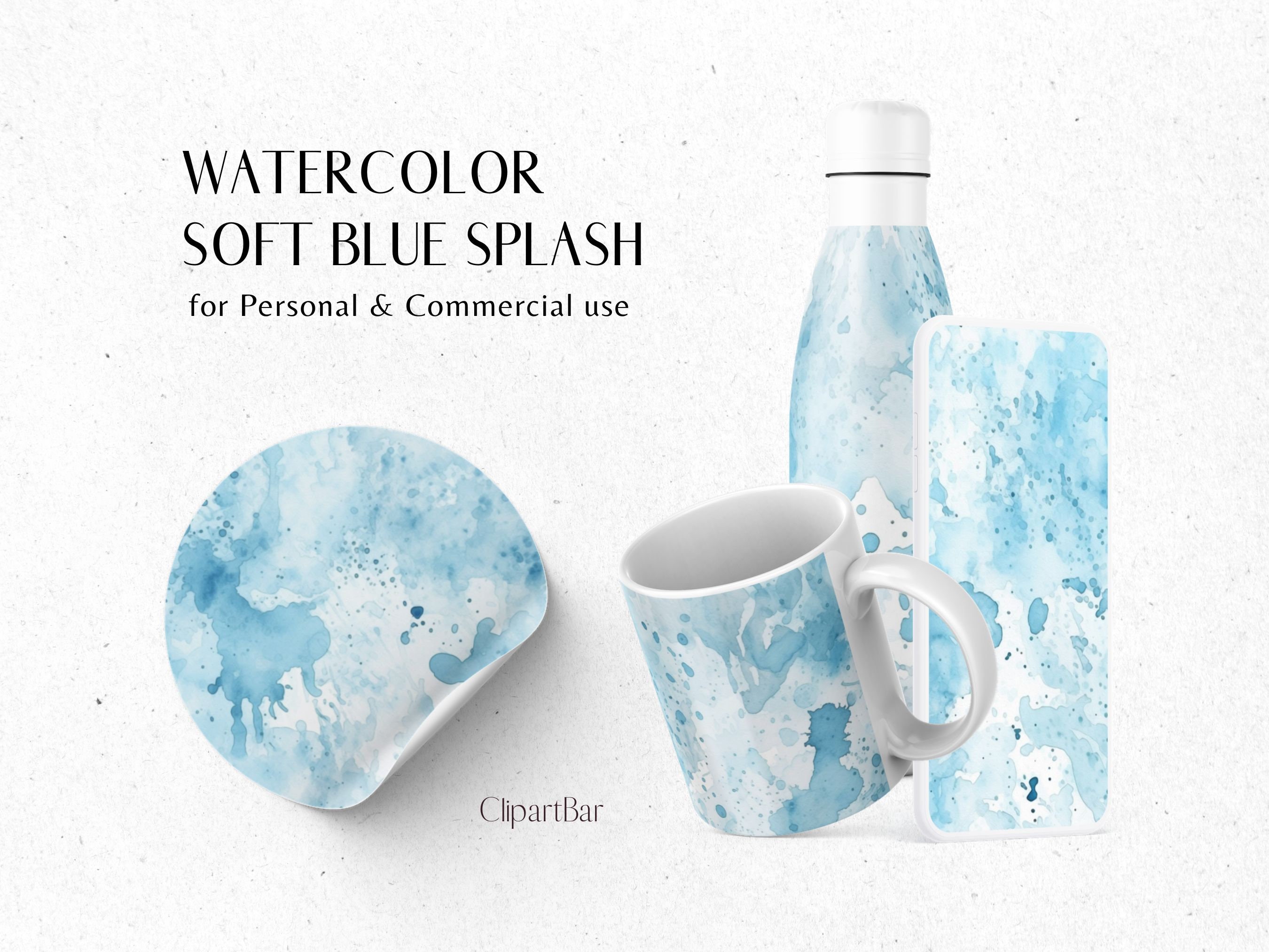 8 Soft Blue Watercolor Background Clipart, Watercolour Digital Paper ...