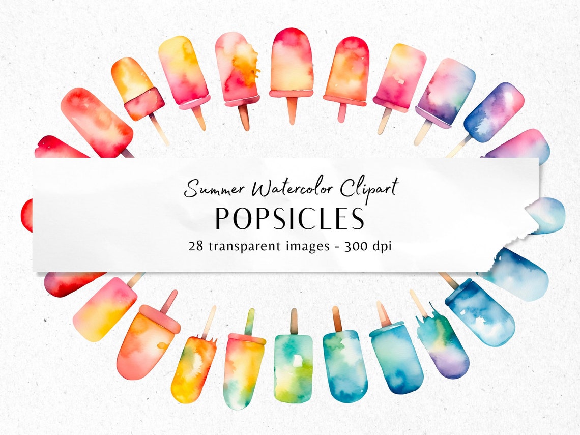 28 Watercolor Popsicle Clipart Summer Treats Ice Cream Ice - Etsy