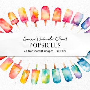 28 Watercolor Popsicle Clipart - Summer Treats, Ice Cream, Ice Lolly ...