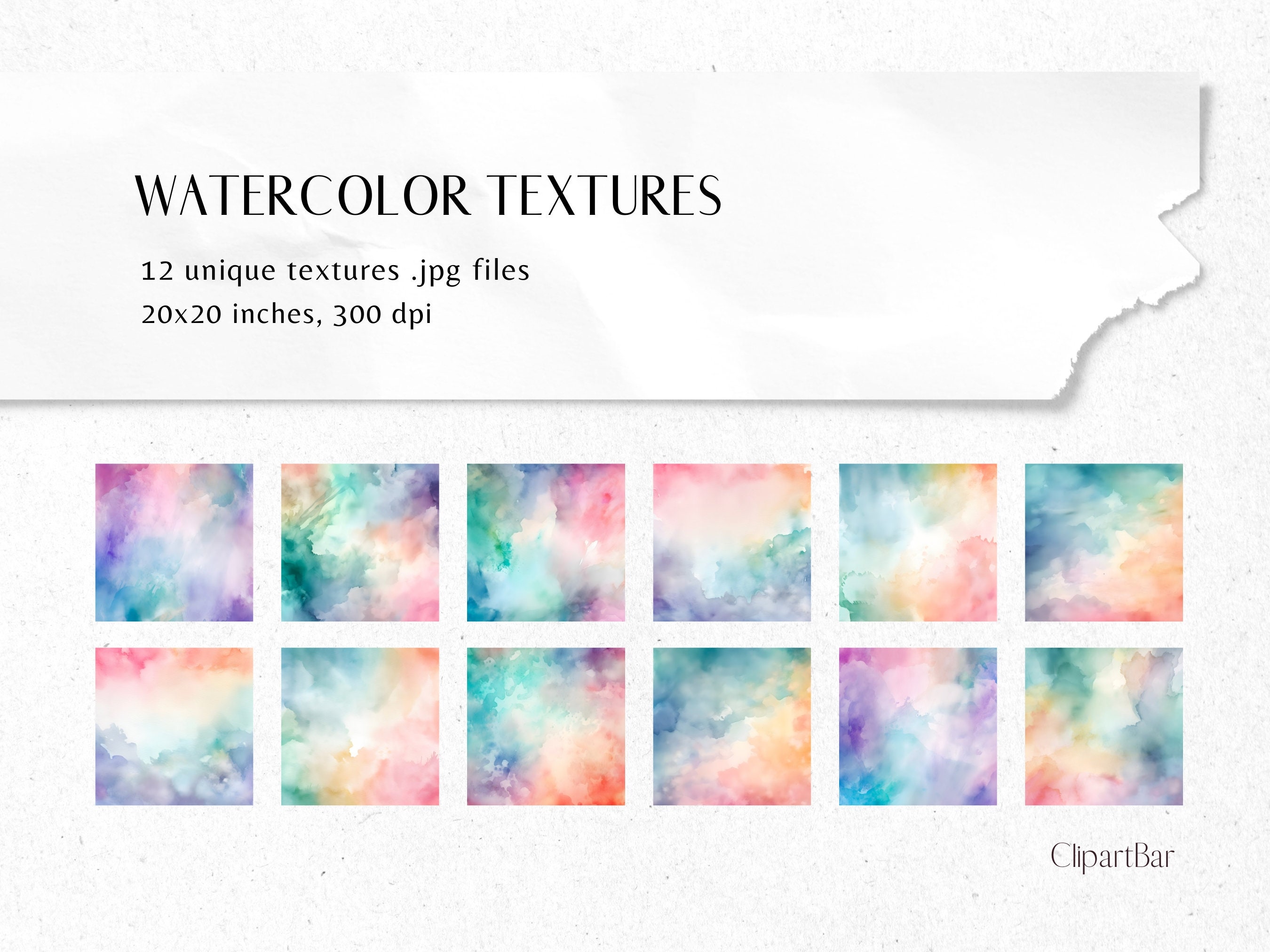 12 Watercolor Pastel Textures Digital Paper High-resolution Watercolour ...