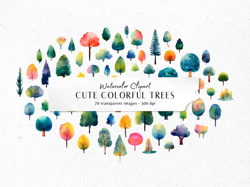70 Cute Watercolor Trees Clipart - Unique Colorful Tree Graphics ...