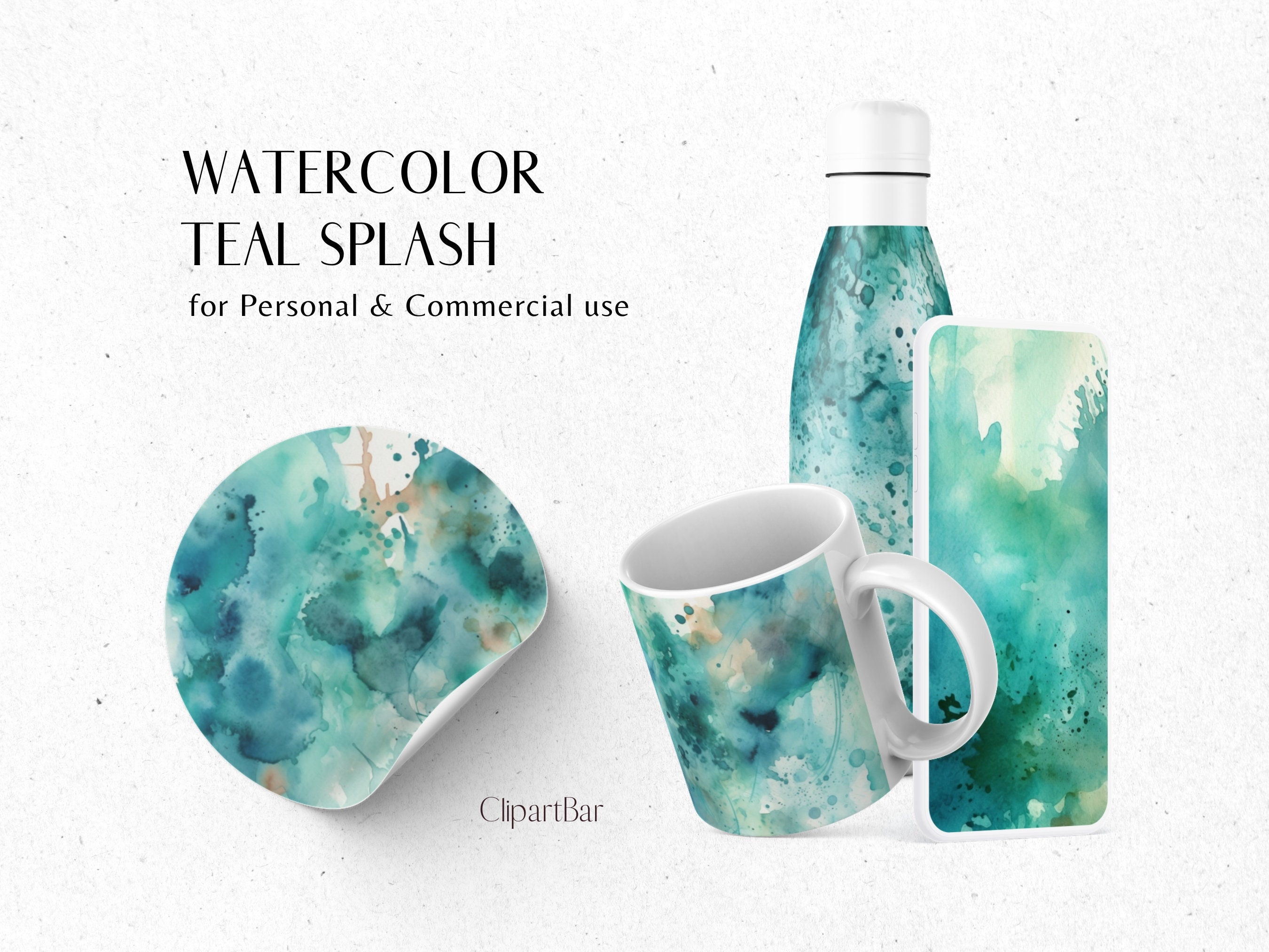 8 Teal Blue Watercolor Splashes Digital Paper, Texture, Stain, Washes ...