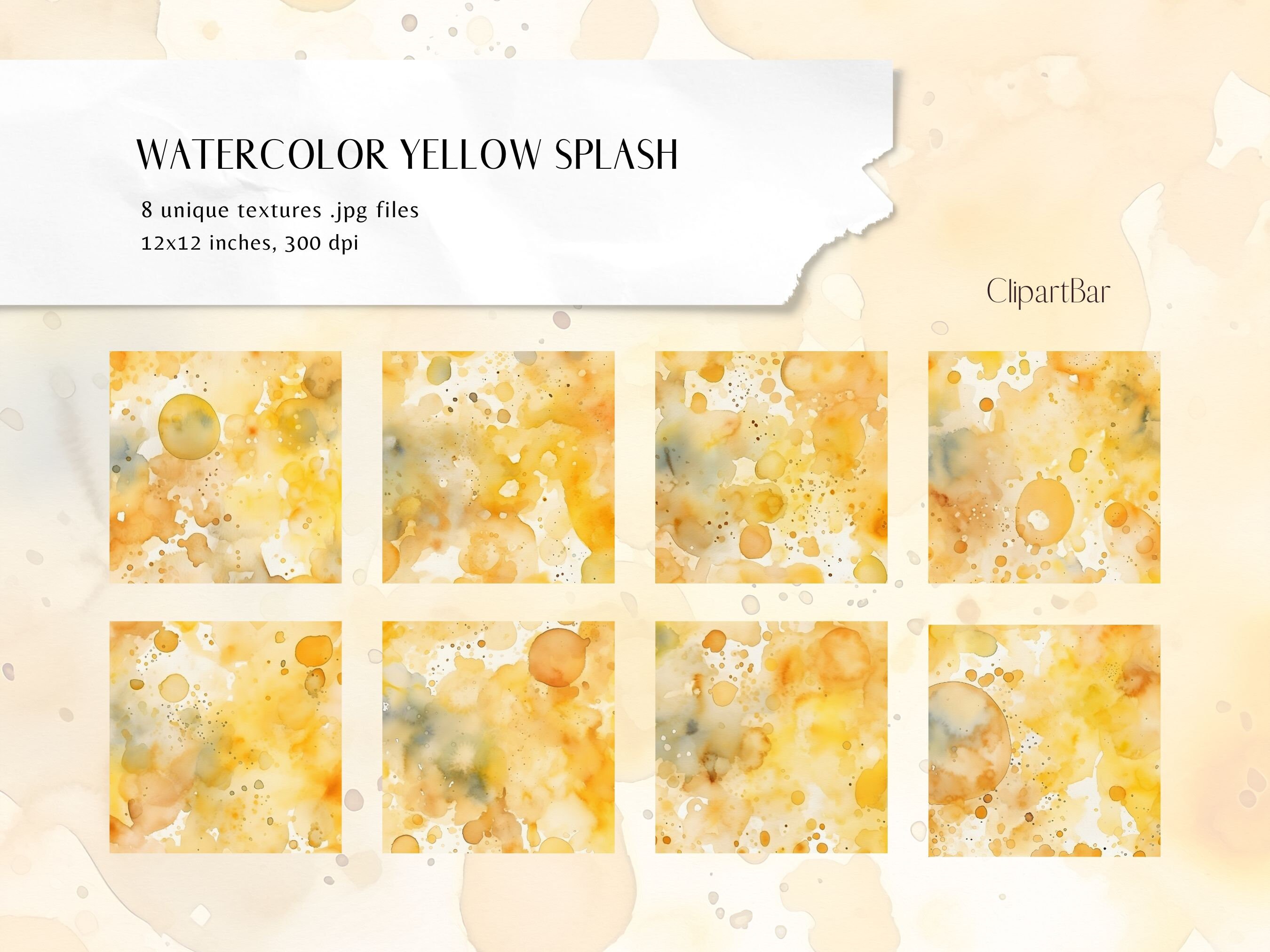 8 Yellow Orange Beige Watercolor Digital Paper, Free Commercial Use ...