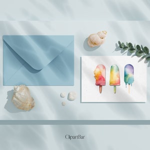 28 Watercolor Popsicle Clipart - Summer Treats, Ice Cream, Ice Lolly ...