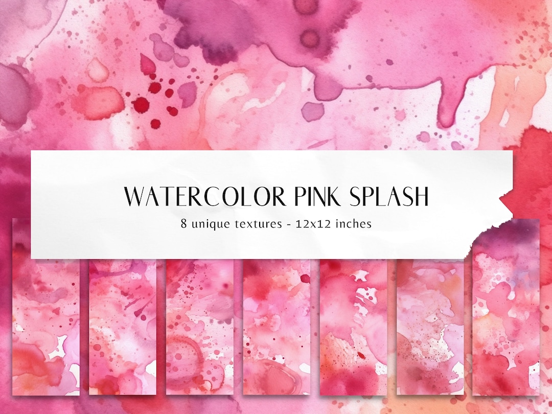 Pink Watercolor Splashes Digital Paper, Pastel Texture Background ...
