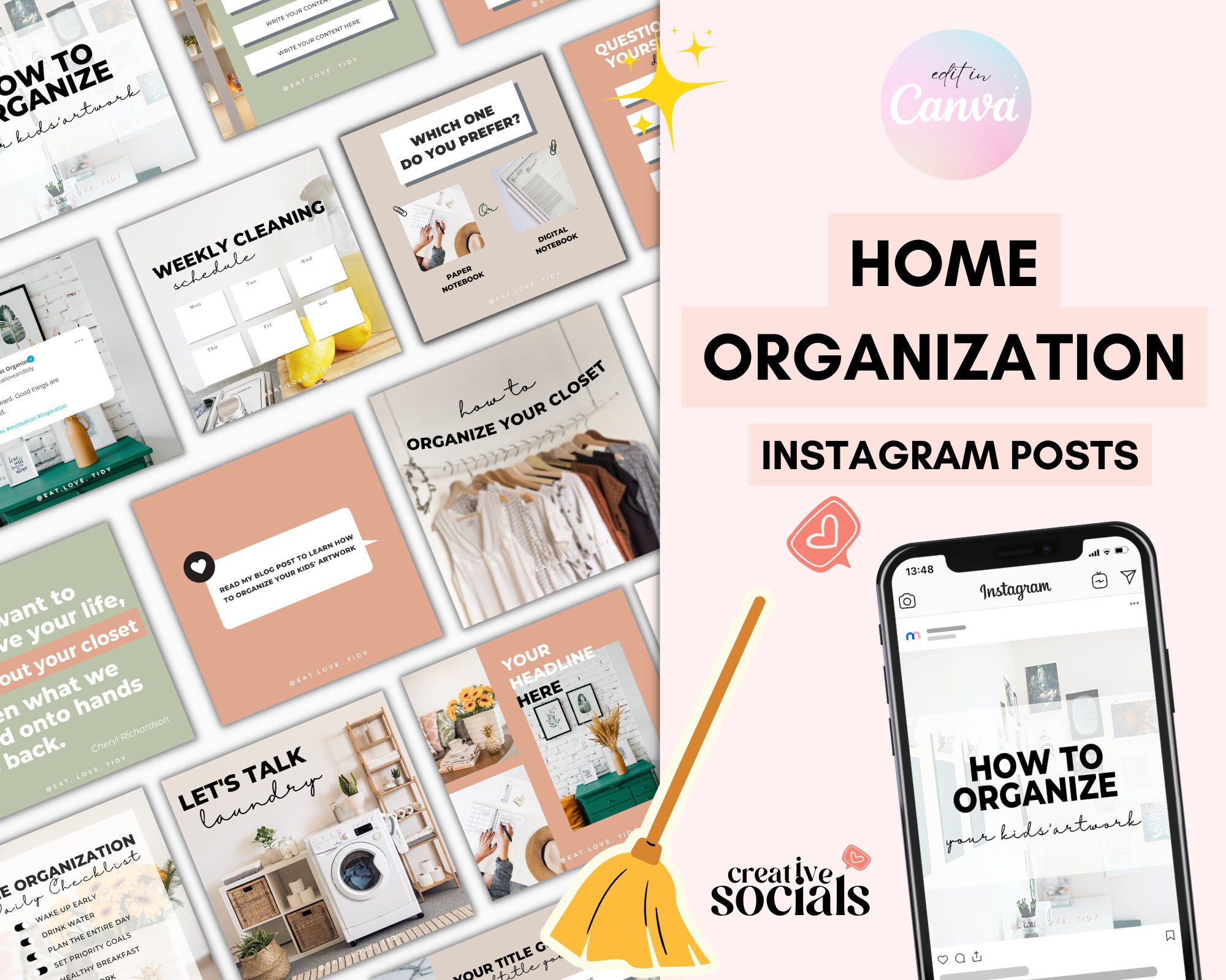 Instagram Posts for Home Organization 30 Instagram Templates for Home ...