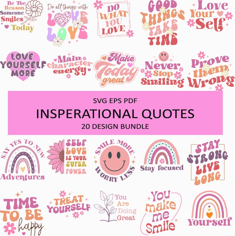 Inspirational Quotes SVG Bundle | Snarky Sassy Cut Files (PDF, EPS) - Etsy