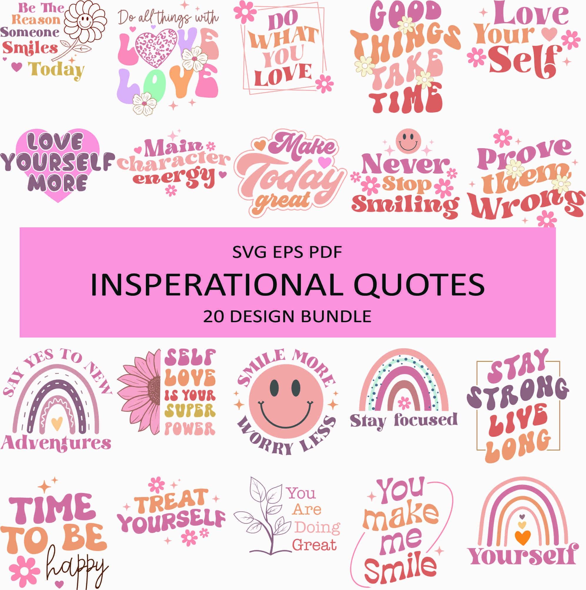 Inspirational Quotes SVG Bundle | Snarky Sassy Cut Files (PDF, EPS) - Etsy