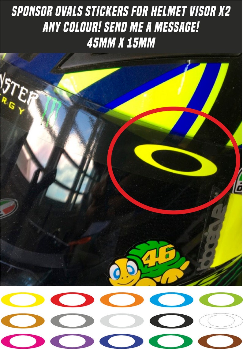 2x Rossi Marquez Vinales Sponsor Ovals Decals Stickers for Helmet Visor ...
