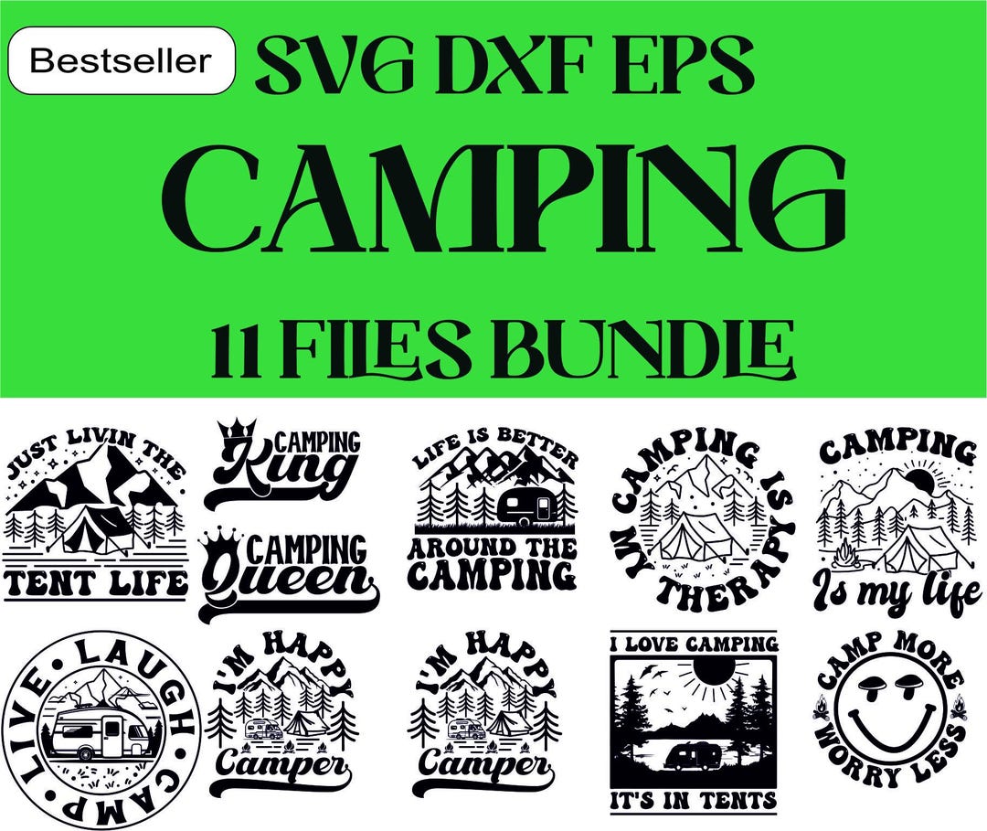 Camping SVG Bundle - 11 Adventure Cut Files for Cricut (digital ...