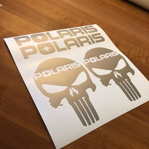 4x Polaris Punisher Skull Stickers Decals Vinyl Window Snowmobile ...