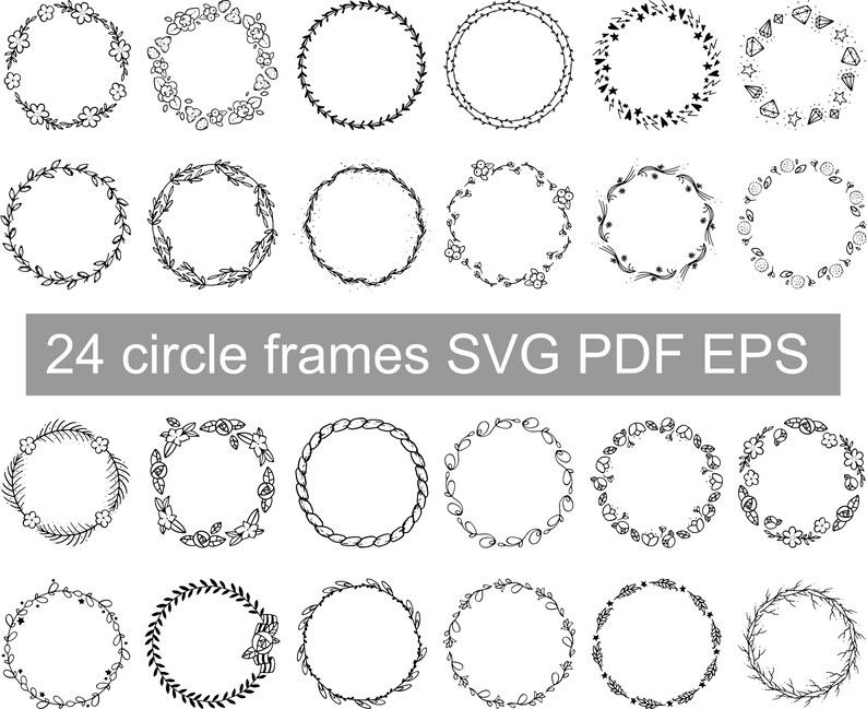 24 Circle Frame Designs (svg, Pdf, Eps, Dxf) - Digital Download - Etsy