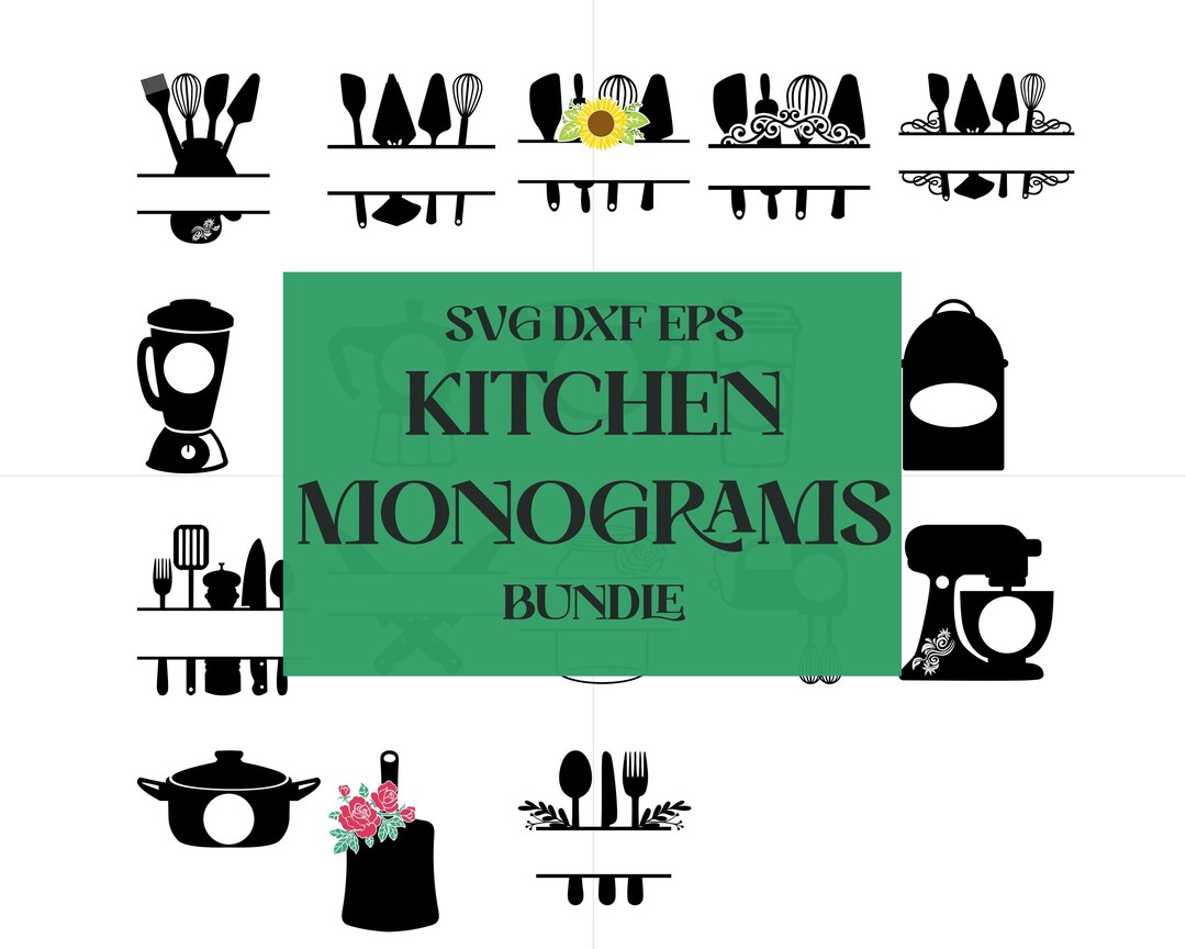 Kitchen Monograms SVG Bundle – 18 Designs for Cricut & Silhouette ...