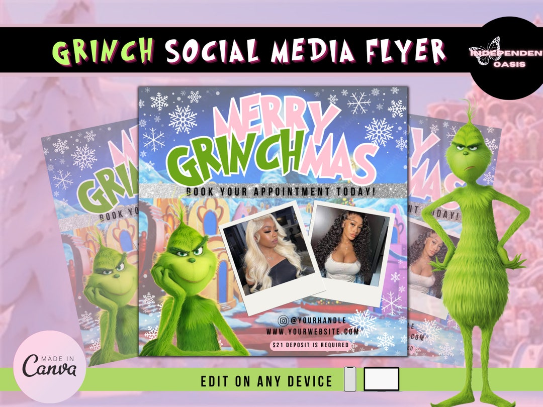 Editable Grinch Holiday Flyer | December Booking Flyer, Christmas ...