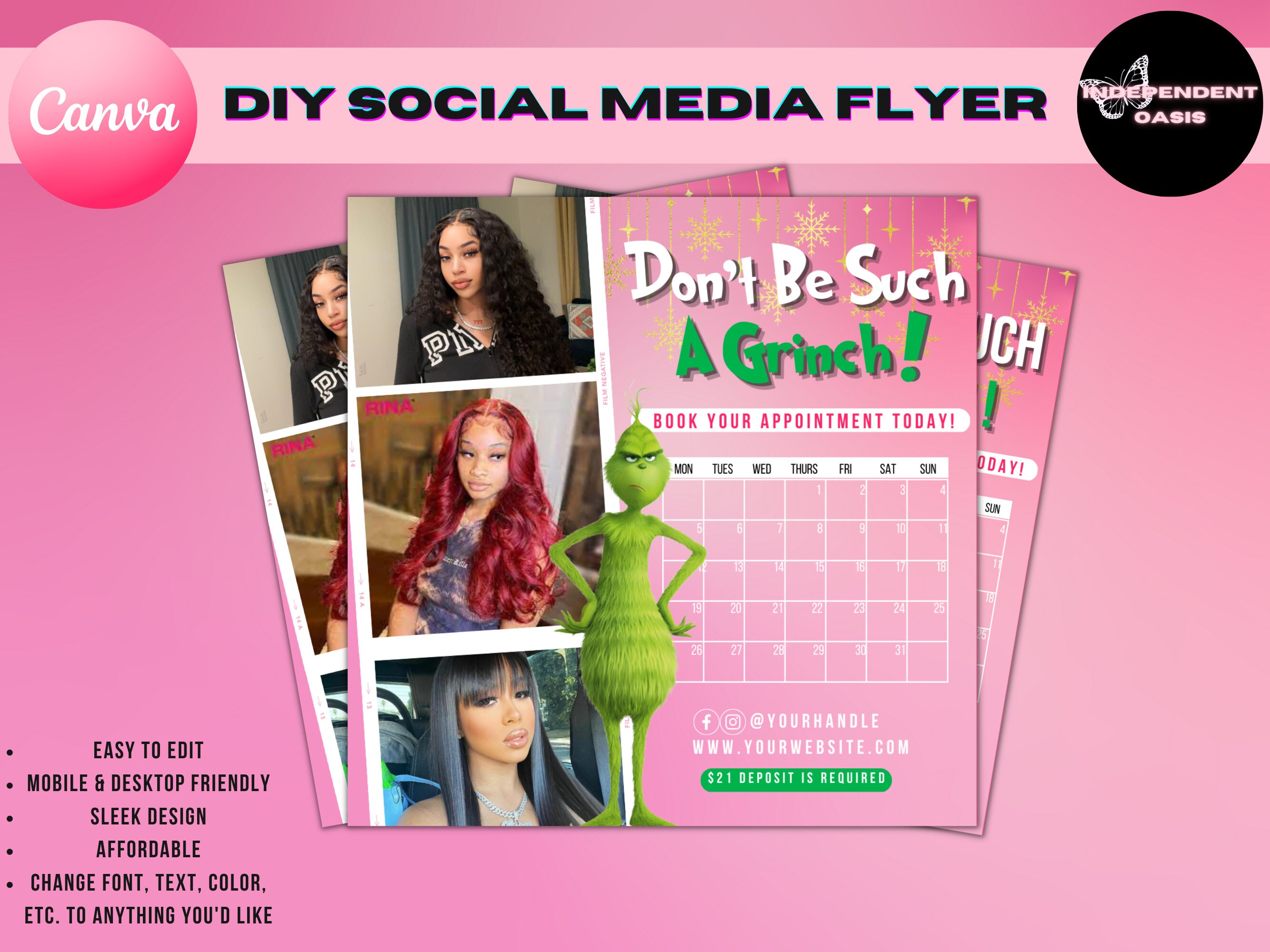 Editable Christmas Flyer | Install Flyer, MUA Flyer, December Booking ...