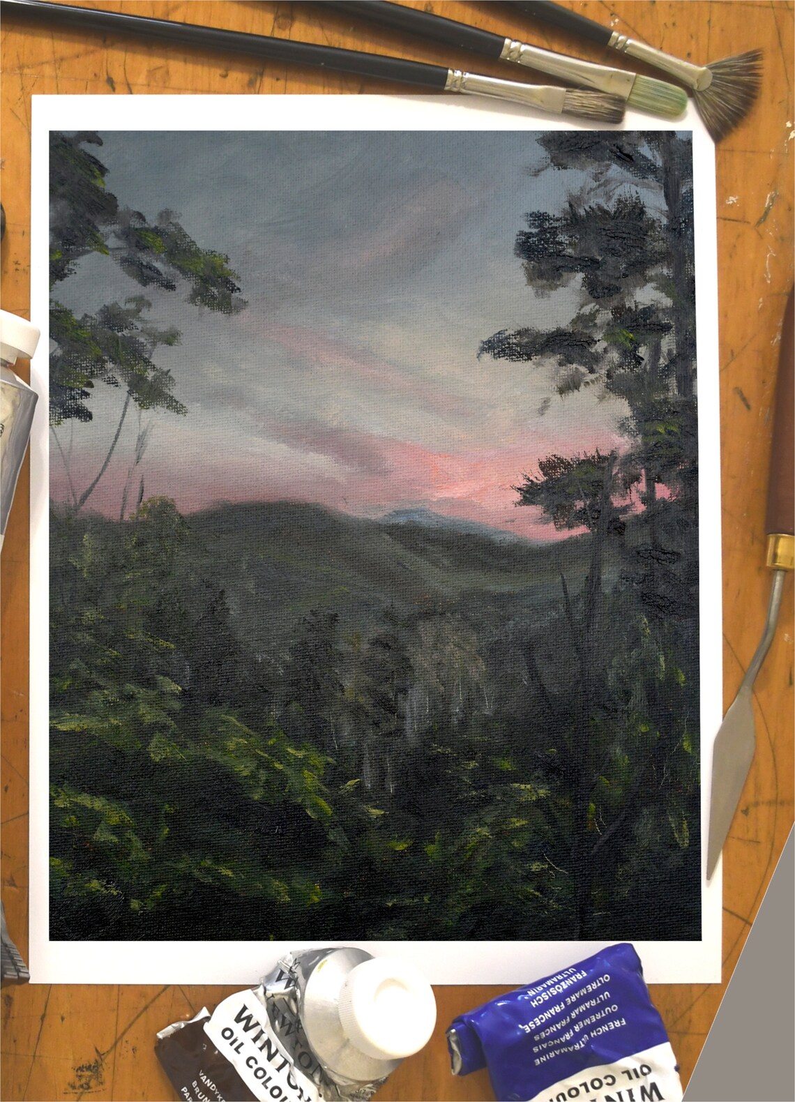 Smoky Mountain, Rustic Landscape Painting, Unframed Wall Art Prints ...