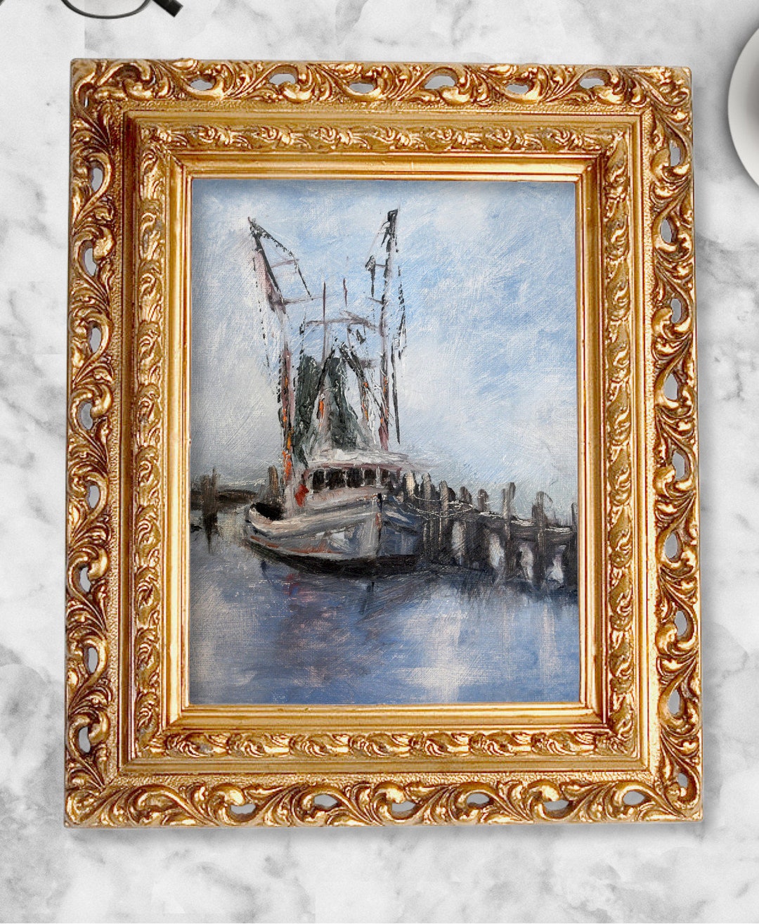 Shrimp Boat Painting: Coastal Impressionism Oil Painting Art Print ...
