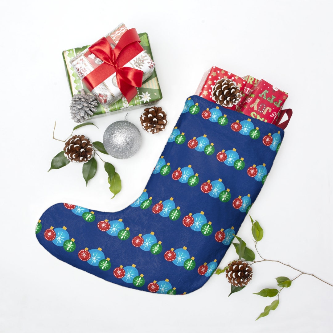 Blue Christmas Bulbs Christmas Stocking - Etsy