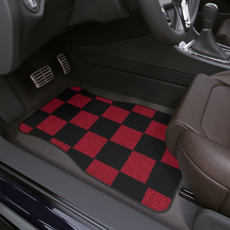 Red and Black Checkered 1pc Car Mat - Etsy