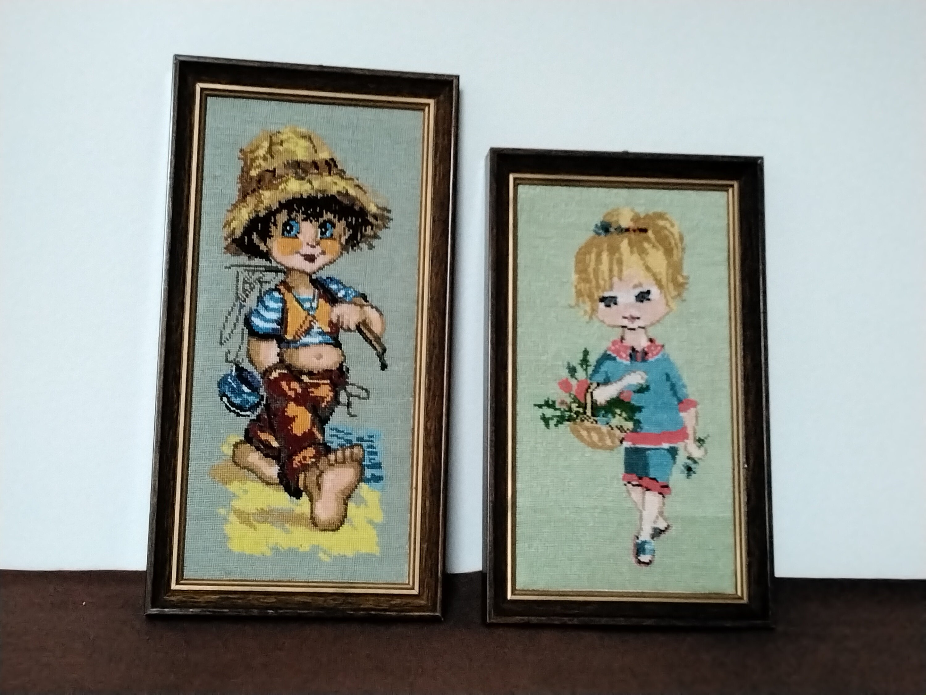 Pair of Two Tapestries, Boy and Girl, Handmade Tapestries, Ideal for ...