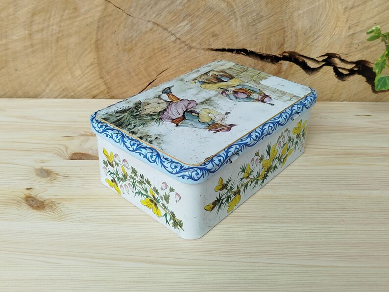 Vintage French Massilly Hinged Lid Tin With HB Henriot Quimper Pottery ...
