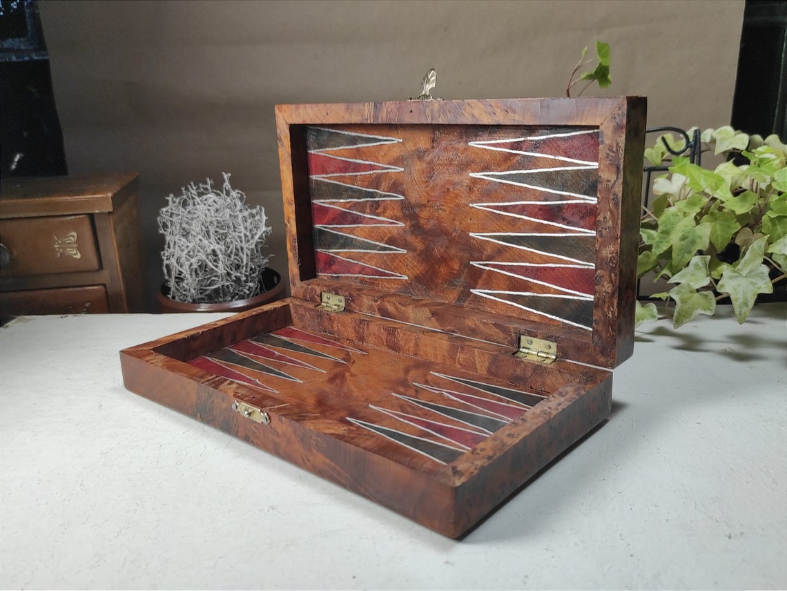 Vintage Mahogany Backgammon Box, Decorative Wooden Box, Vintage Home ...