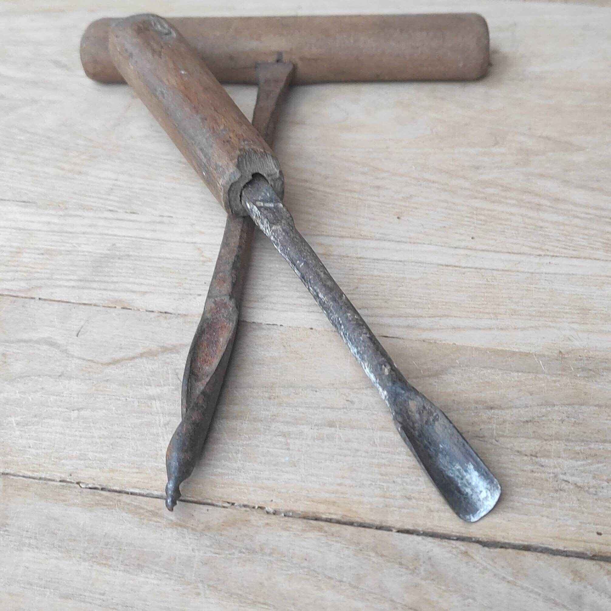 Vintage Primitive Wood Chisel and Hand Drill Rustic Wall - Etsy