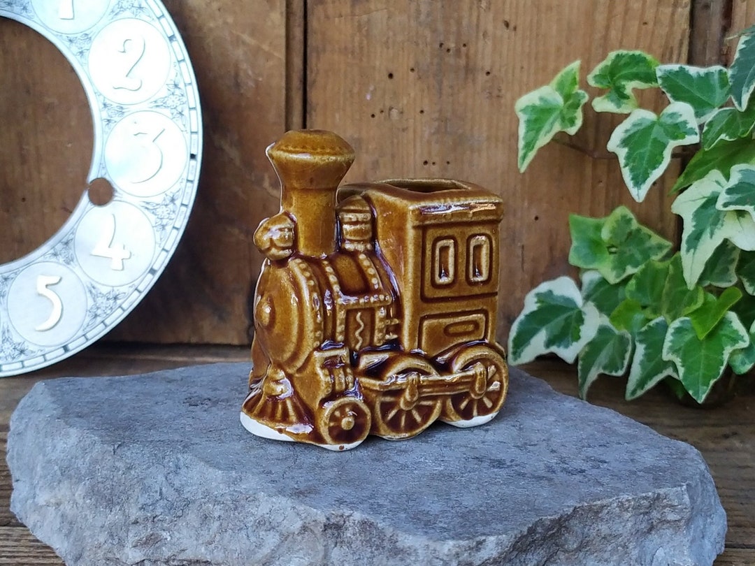 Vintage Small Ceramic Locomotive Toothpicks Holder - Etsy