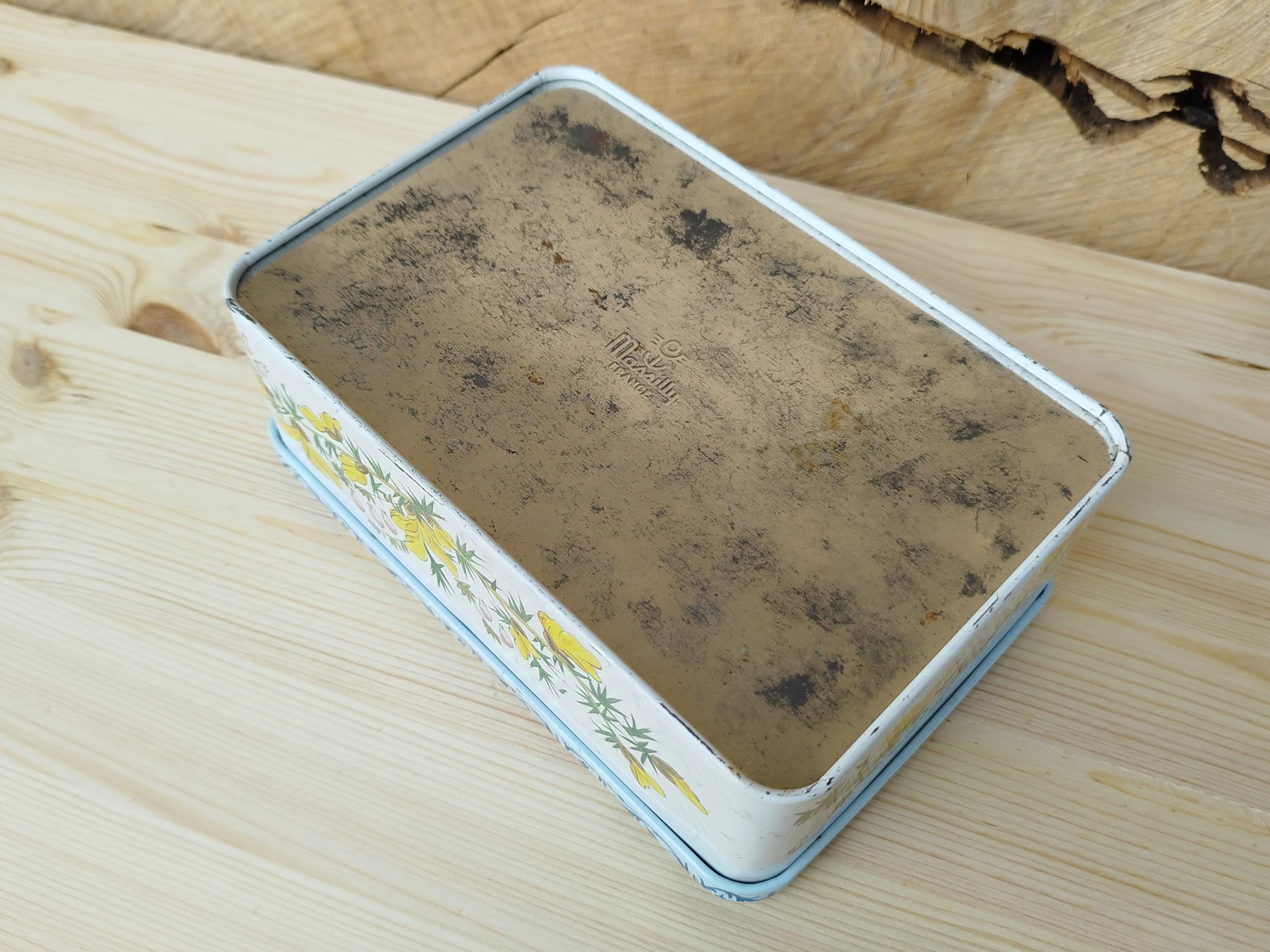 Vintage French Massilly Hinged Lid Tin With HB Henriot Quimper Pottery ...