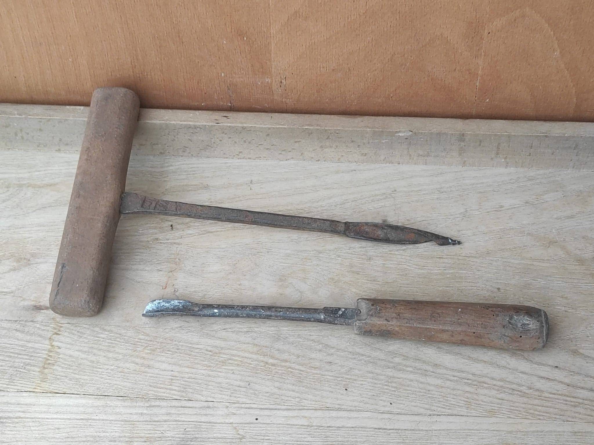 Vintage Primitive Wood Chisel and Hand Drill Rustic Wall - Etsy