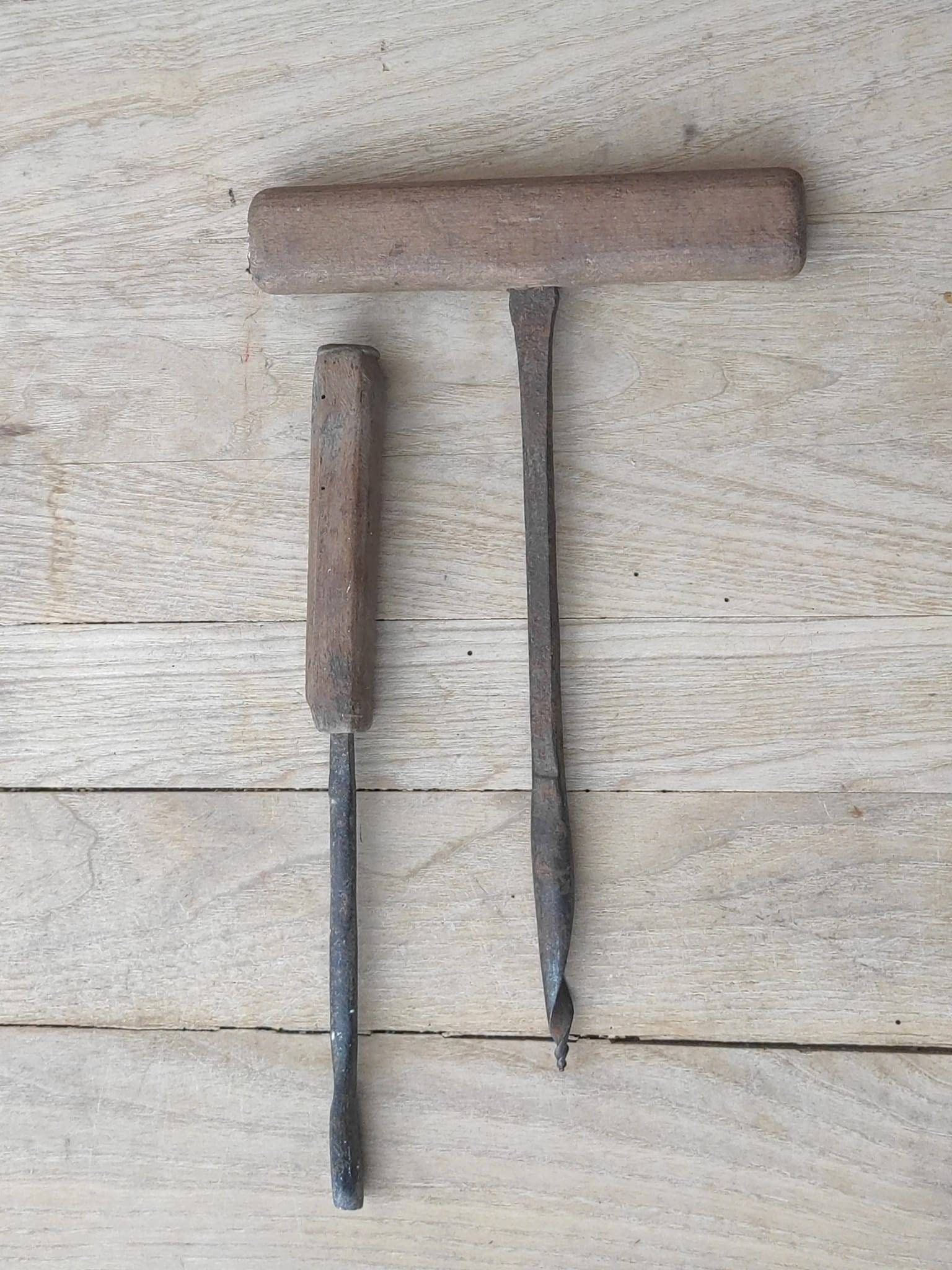 Vintage Primitive Wood Chisel and Hand Drill Rustic Wall - Etsy
