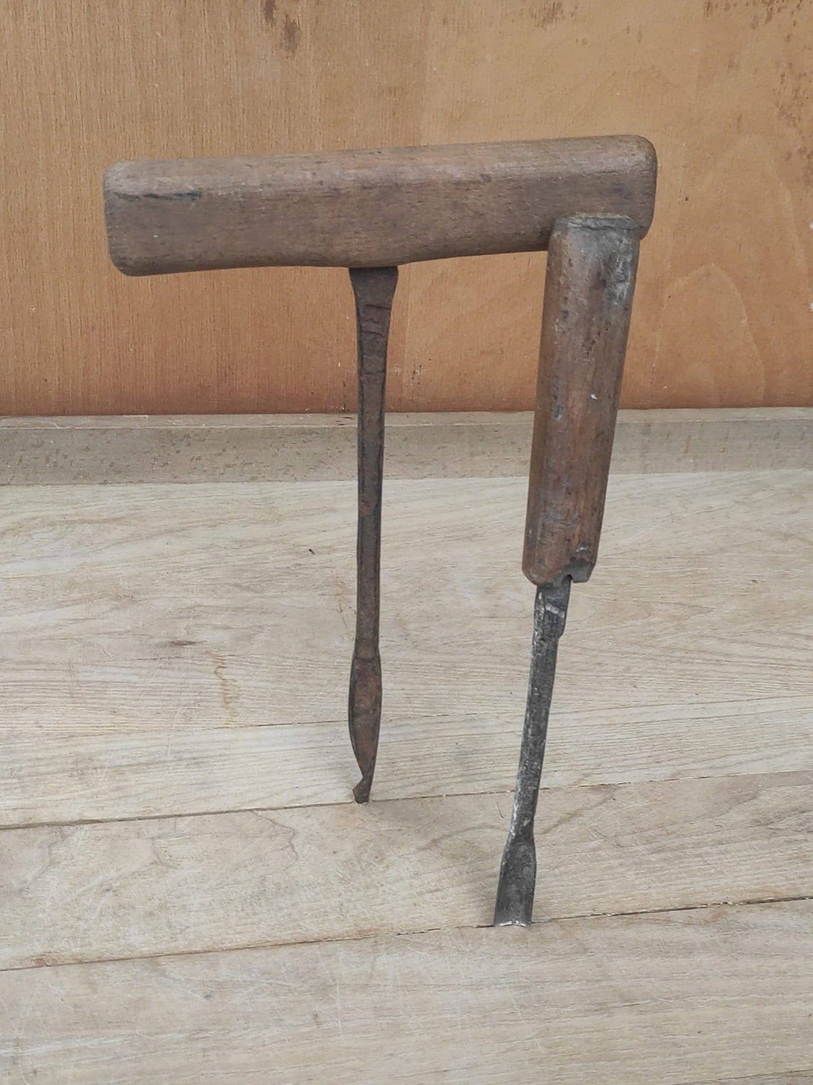 Vintage Primitive Wood Chisel and Hand Drill Rustic Wall - Etsy
