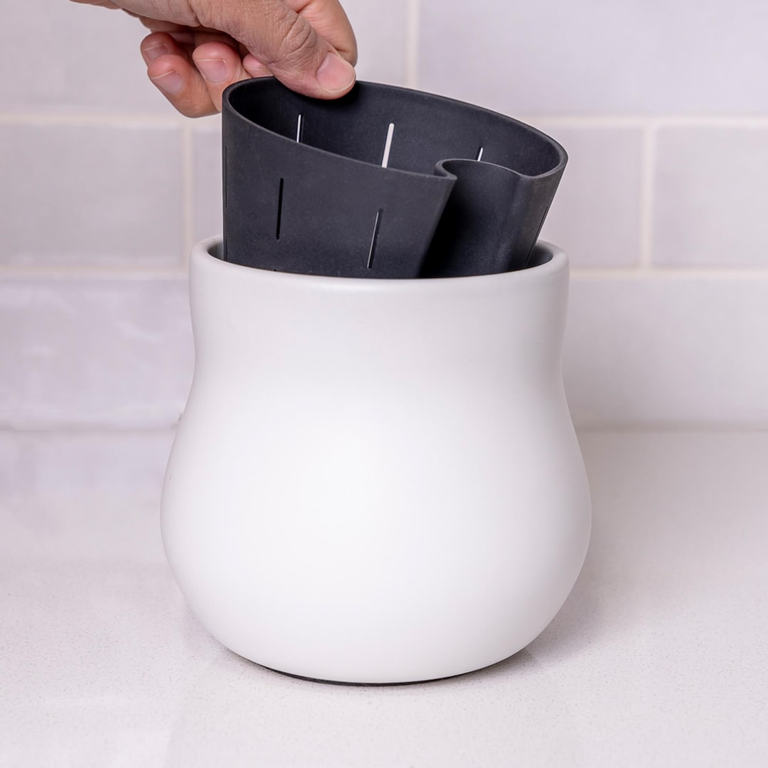 White Ceramic Alabaster Removable Liner Plant Pot - Great for African ...
