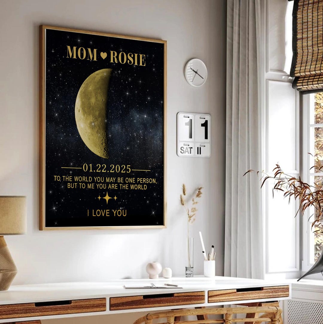 Personalized Moon Phase Wall Art Gift for Mom, First Mothers Day Gift ...
