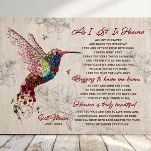 Personalized Hummingbird as I Sit in Heaven Memorial Gifts, Custom ...