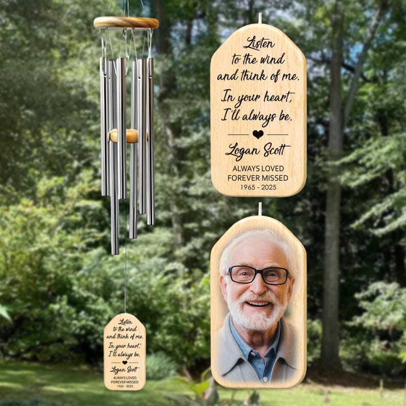 Personalized Listen to the Wind Memorial Windchime, Memorial Gifts for ...