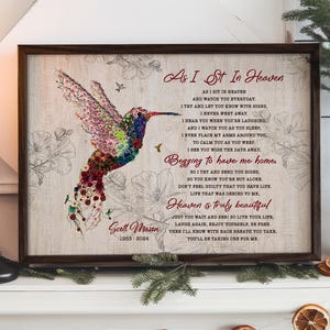 Personalized Hummingbird as I Sit in Heaven Memorial Gifts, Custom ...
