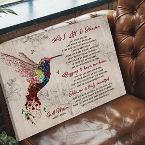 Personalized Hummingbird as I Sit in Heaven Memorial Gifts, Custom ...